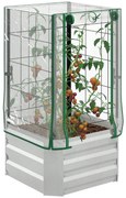 Outsunny HOMCOM Sada vyvýšeného záhonu s plastovým krytem a mříží pro popínavé rostliny 53x53x90cm ideální pro zahradu a balkon | Aosom.de
