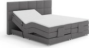 Elektrická polohovací postel, boxspring, šedá, 180x200, MURKO NEW
