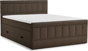 Hnědá boxspring postel s úložným prostorem 200x200 cm Caya – Maison de Rêve