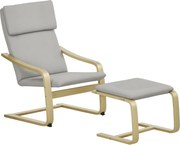 HOMCOM Relaxační křeslo s podnožkou, křeslo k odpočinku, čtecí křeslo, relaxační křeslo s opěrkami, houpací křeslo, polohovací křeslo s potahem z lnu