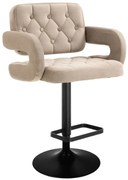 LuxuryForm DESIGN Barová židle ADRIA VELUR na černé kulaté podstavě – latte