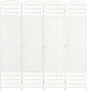 HOMCOM Skládací Předěl s 4 Panely 160x170 cm, S Rámem z Dřeva a Papírovým Provázkem pro Ložnici a Obývací Pokoj - Bílá | Aosom