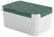 Bílý/zelený plastový úložný box s víkem 29,5x19,5x13,5 cm S – Curver