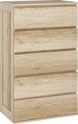 HOMCOM 5-zásuvková komoda do ložnice s moderním stylem a tichým uzavíracím mechanismem - 60 x 38 x 100 cm, Přírodní dřevo | Aosom