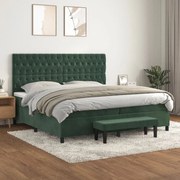 Box spring postel s matrací tmavě zelená 200x200 cm samet