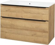 Mereo Mereo, Mailo, koupelnová skříňka s keramickým umyvadlem 101 cm, černé madlo, CN522B