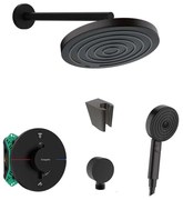 SANITINO - Sprchový set s termostatem a tělesem pod omítku hansgrohe, příslušenství kielle, matná černá SANI21HHK402