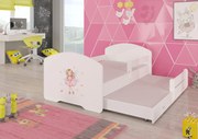 ADRK Furniture Postel dvojitá s bariérou a matracemi PEPE II GIRL WITH WINGS 160x80