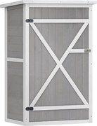 Outsunny zahradní přístřešek na nářadí police jedle černá+šedá+bílá 75x56x115cm | Aosom