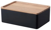 Černý úložný box s víkem 18.5x12.5x7 cm Rin – YAMAZAKI