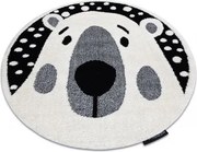 Dětský kulatý JOY Teddy medvěd, Strukturální, dvě úrovně rouna, krém