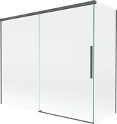 Mexen Rox, 2-křídlová posuvná vanová zástěna 180 + 80 x 150 cm, 8mm čiré sklo, broušený grafit profil, 8C9-180-080-66-00