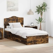 Rám postele s čelo Kouřový dub 100 x 200 cm Kompozitní dřevo 3413233
