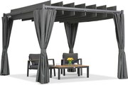 Antracitová pergola Malaga 3x3 m se závěsy Garden Point