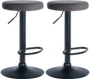 2x Barová židle Ponte - samet, černý rám - Tmavě šedá