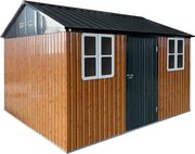 Plechový zahradní domek na nářadí, hnědá/antracitová, 3,6x3,1x2,5 m, GABKO