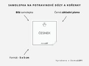 ČESNEK - omyvatelná samolepka na kořenky, výběr rozměrů Ø 5 cm / 5 x 5 cm / 6 x 8 cm | DomaLEP tvar: ČTVEREC, barva: BÍLÁ - ČERNÉ písmo, velikost: š. 5 cm x v. 5 cm - základní písmo