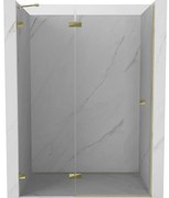 Mexen Lunar sprchové dveře otočné levé 130 cm, průhledné, zlaté - 834-130-000-50-00-L