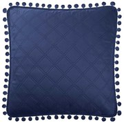 Spod Igły i Nitki Pompoo povlak na polštář Pompoo pompom 45x45 navy blue Pompoo pompomy kosočtverce glamour dekorativní na přehoz na postel