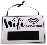 Závěsná cedule Wi-Fi password obdélníková 30 x 20 x 0,7 cm dřevěná
