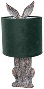 Hnědo-bílá stolní lampa králík s tmavě zeleným stínidlem Konijn – 20x43 cm