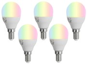 Sada 5 chytrých stmívatelných LED žárovek E14 G45 Opal 4,9W 470 lm 2700-6500K