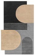 Černo-šedý ručně tkaný vlněný koberec 150x240 cm Lozenge Monochrome – Flair Rugs