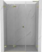 Mexen Lunar-F, L skládací levé sprchové dveře 140 cm, čiré sklo, zlatý profil, 836SL-140-050-50-00-L