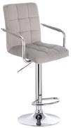 LuxuryForm DESIGN Barová židle VERONA VELUR na stříbrné kulaté podstavě - světle šedá