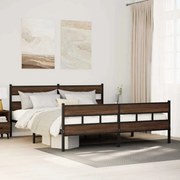 Kovový rám postele bez matrace hnědý dub 183 x 213 cm 3308479