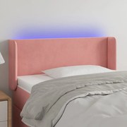 Čelo postele s LED růžové 83 x 16 x 78/88 cm samet