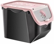 Orion Skladovací černý box na cibuli a brambory, starorůžové víko (12l)