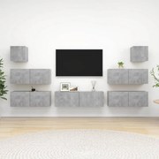 7dílný set TV skříněk betonově šedý kompozitní dřevo 3079133