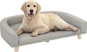 PawHut Pohovka pro Psy, Psí Postel, Psí Gauč s Vysokým Designem, Psí Sofá s Polštářem, Psí Křeslo s Dřevěnými Nohami, Kočičí Sofa pro Velké Psy, 98 x