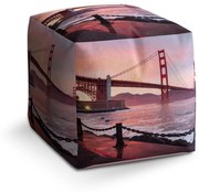 Sablio Taburet Cube Golden Gate: 40x40x40 cm