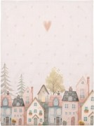 Béžová bavlněná utěrka se srdíčky a domky Hearts & Houses - 50*70 cm