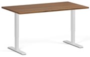Výškově nastavitelný stůl, 140x80 cm, 1 motor, bílá podnož, ořech