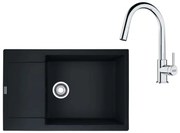 Franke Sety - Kuchyňský set G260MČ, fragranitový dřez MRG 611-78 BB a baterie FS 3229.031, matná černá/chrom 114.0700.723