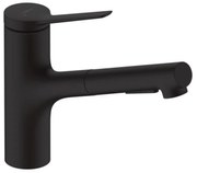 Hansgrohe Zesis M33, dřezová baterie 150, s výsuvnou sprškou, sBox lite, černá matná, 74803670