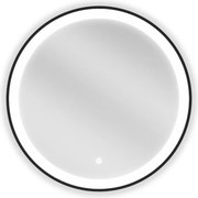 Mexen Esso koupelnové zrcadlo s podsvícením, kulaté 60 cm, LED 6000K, antifog, černý rám - 9825-060-060-611-70