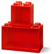 Sada 2 dětských červených nástěnných polic LEGO® Brick