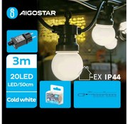 Aigostar - LED Venkovní dekorační řetěz 20xLED/3m IP44 studená bílá
