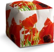 Sablio Taburet Cube Tulipány - 50x50x50 cm