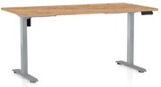 Výškově nastavitelný stůl OfficeTech B, 160 x 80 cm, šedá podnož, dub kraft