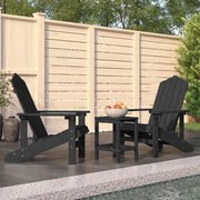 Zahradní křesla Adirondack se stolkem HDPE antracitová 3095705
