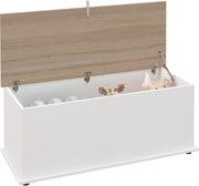Dřevěná úložná truhlice HOMCOM s víkem, max. zatížení 120 kg pro ložnici a obývací pokoj, 100x40x40 cm, Přírodní a Bílá | Aosom