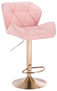 LuxuryForm DESIGN Barová židle MILANO na zlaté kulaté podstavě - růžová