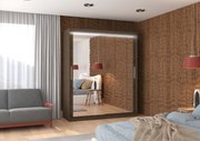 ADRK Furniture Posuvná skříň se zrcadlem a LED osvětlením ETTORE 180