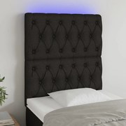 Čelo postele s LED černé 80x7x118/128 cm textil