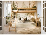 Legno Dětská patrová postel Sofie borovice s béžovou rozkládací pohovkou Rozměr (cm): 90x200/140x200, Barva látky: Béžová POSO